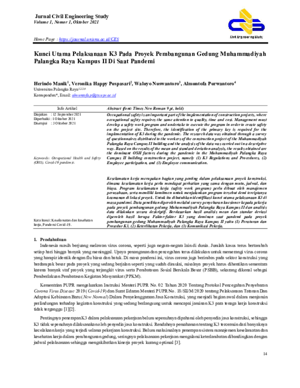(PDF) The Main Key To Implementation Of K3 In The Muhammadiyah Building ...