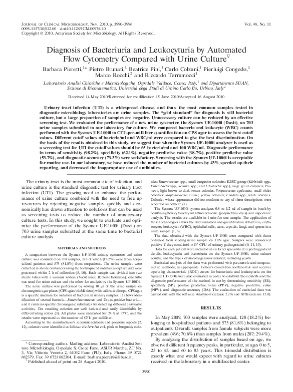 (PDF) Diagnosis of Bacteriuria and Leukocyturia by Automated Flow ...