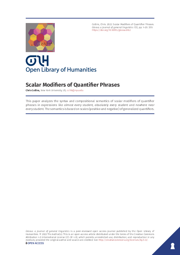(PDF) Scalar Modifiers of Quantifier Phrases