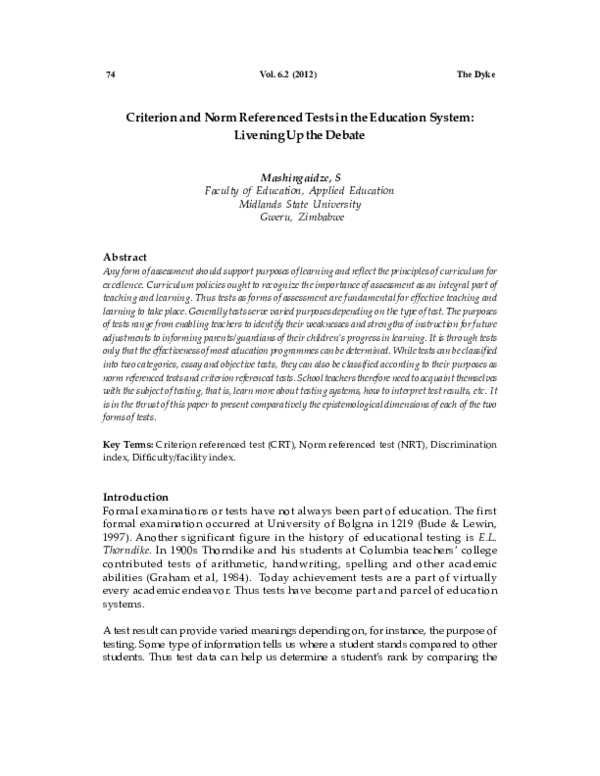 (PDF) Criterion and norm referenced tests in the education system ...