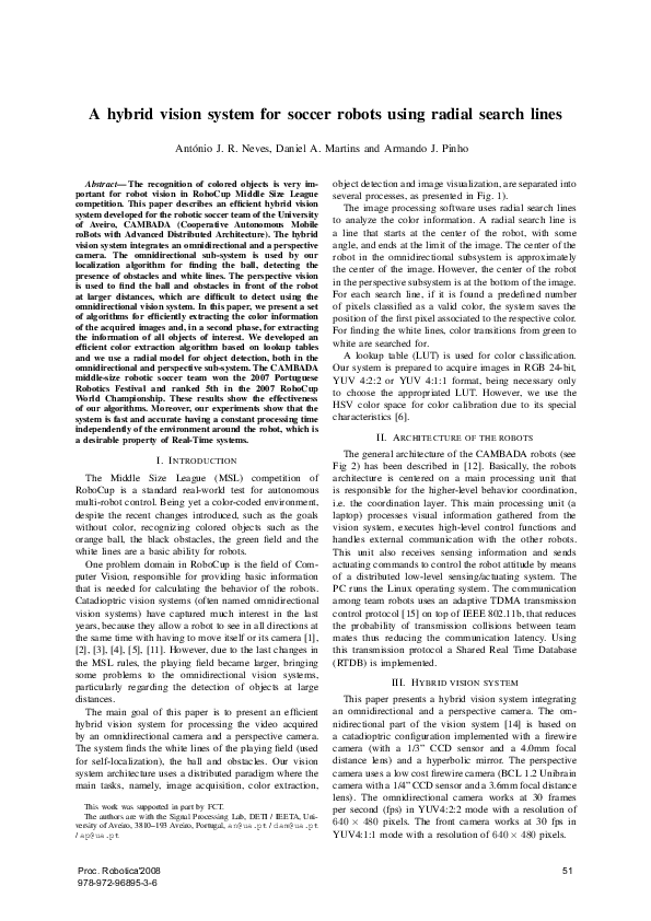 Pdf A Hybrid Vision System For Soccer Robots Using Radial Search Lines