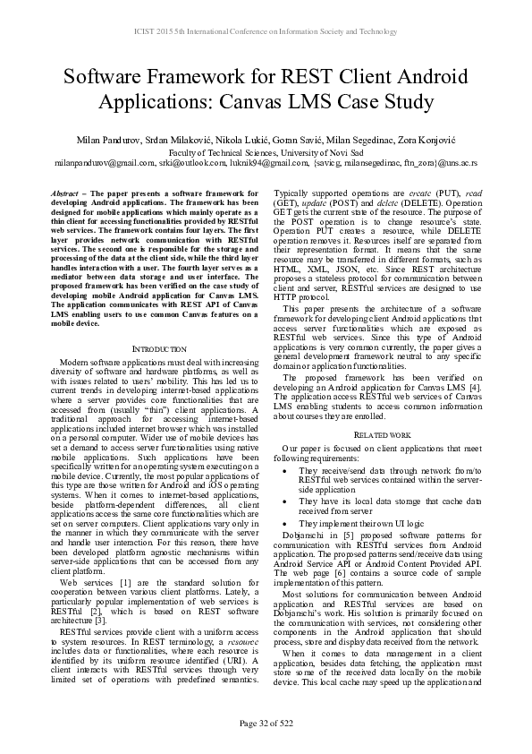 (PDF) Software Framework for REST Client Android Applications: Canvas ...