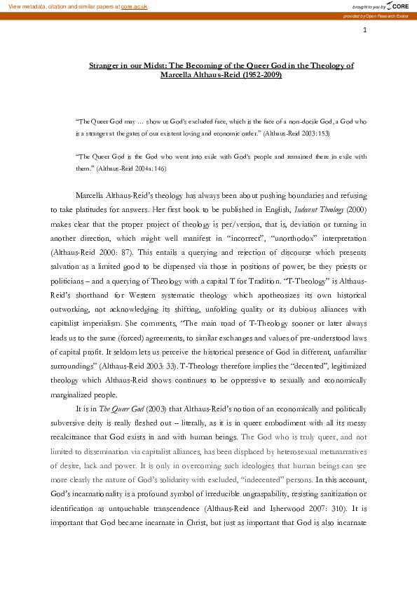 (PDF) Stranger in our Midst:: The Becoming of the Queer God in the ...