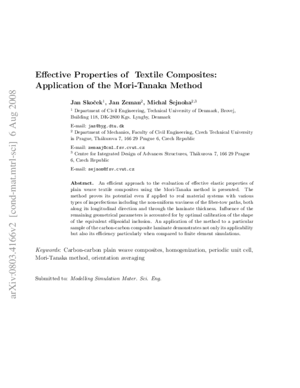 (PDF) Effective properties of textile composites: application of the ...