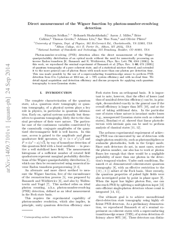 (PDF) Direct measurement of the Wigner function by photon-number ... (PDF) Direct measurement of the Wigner function by photon-number ...