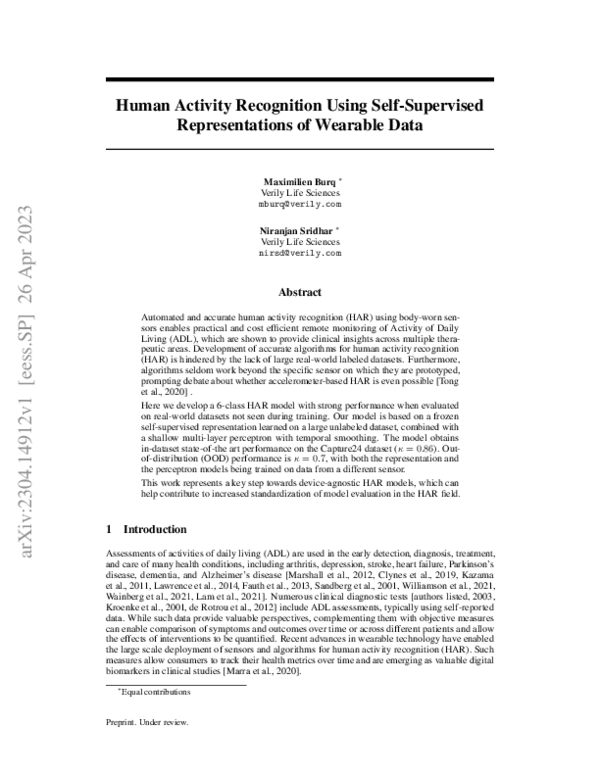 Pdf Device Agnostic Human Activity Recognition With Self Supervised