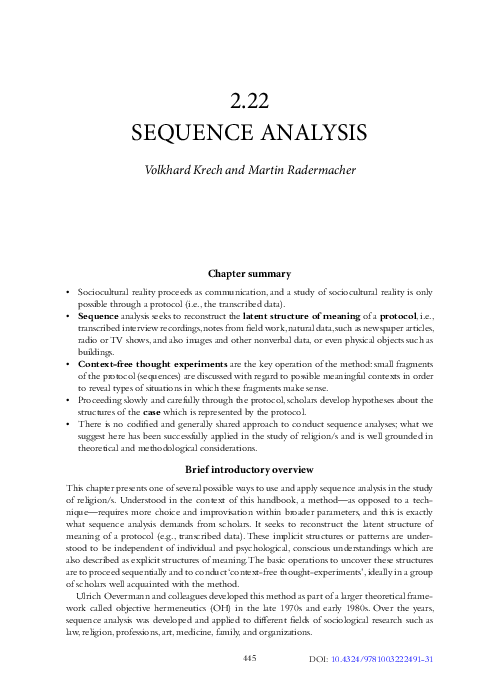 (PDF) Sequence Analysis