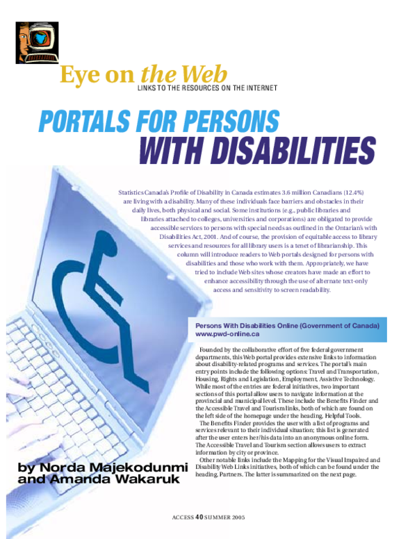 (PDF) Portals for Persons with Disabilities