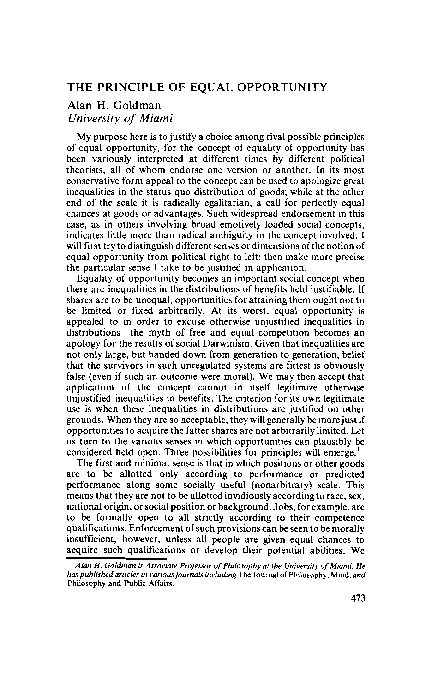 (PDF) The Principle of Equal Opportunity