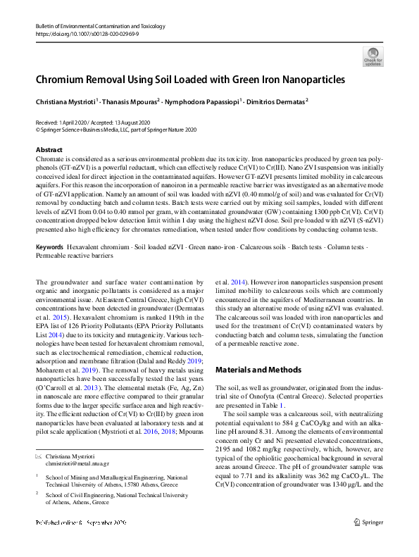 (PDF) Chromium Removal Using Soil Loaded with Green Iron Nanoparticles