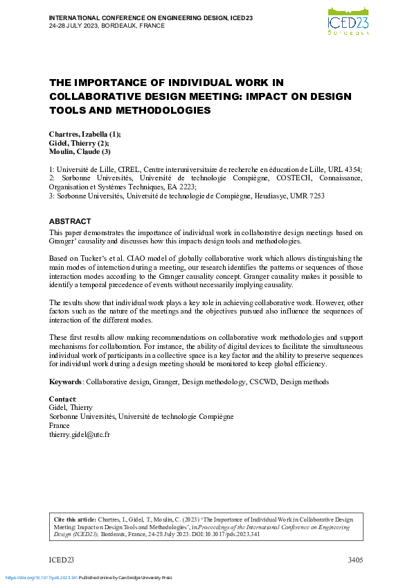 (PDF) The Importance of Individual Work in Collaborative Design Meeting ...