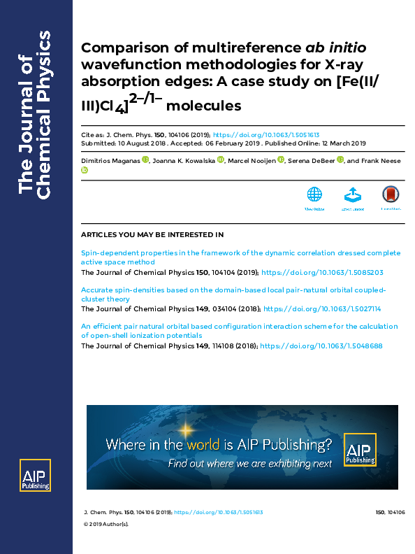 Pdf Comparison Of Multireference Ab Initio Wavefunction Methodologies For X Ray Absorption 8766