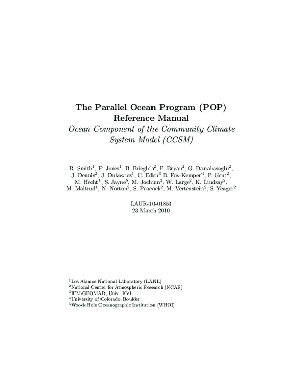 (PDF) The Parallel Ocean Program (POP) Reference Manual: Ocean ...