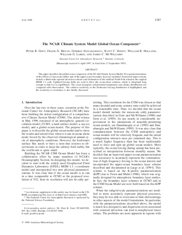 (PDF) The NCAR Climate System Model Global Ocean Component*