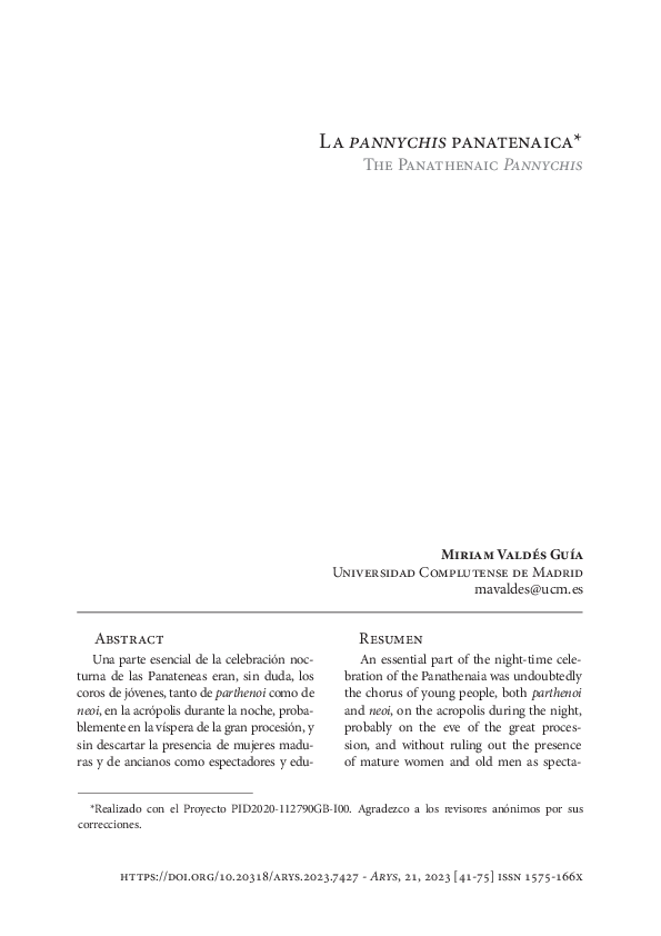 (PDF) La pannychis panatenaica. The Panathenaic Pannychis