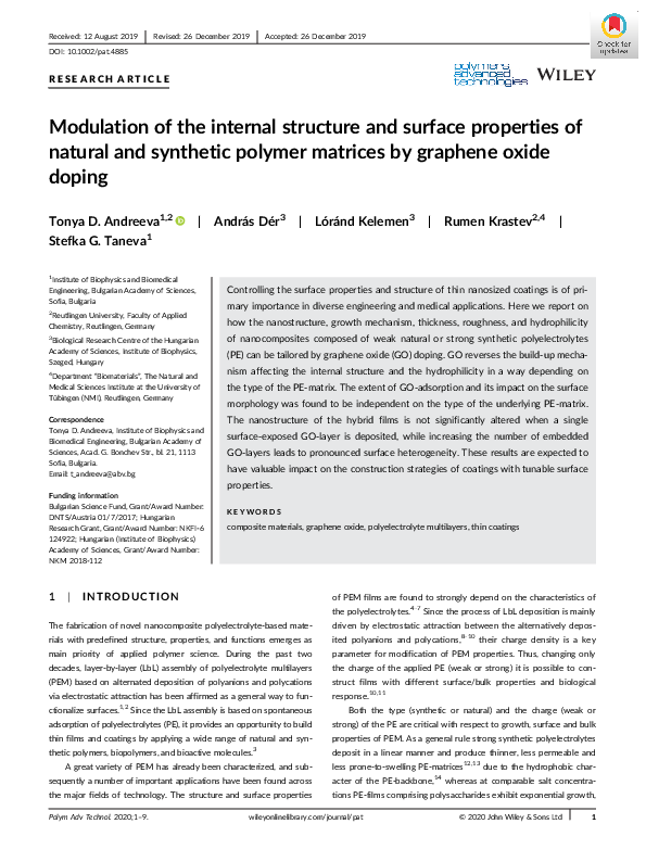 (PDF) Modulation of the internal structure and surface properties of ...