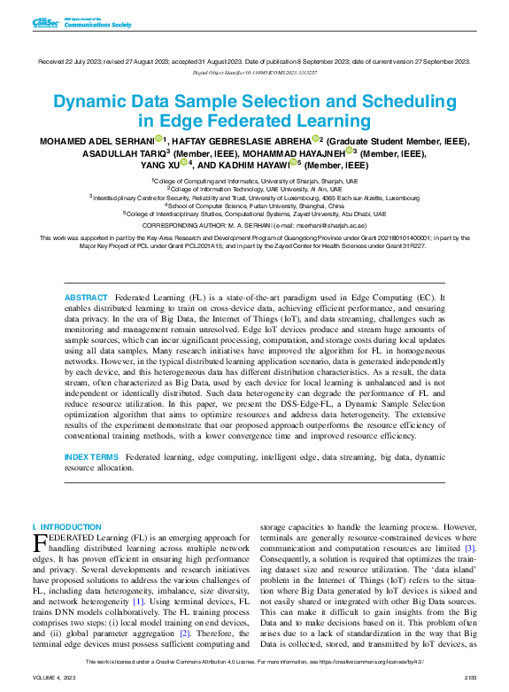 (PDF) Dynamic Data Sample Selection and Scheduling in Edge Federated Learning