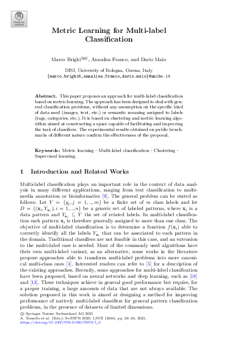 (PDF) Metric Learning for Multi-label Classification