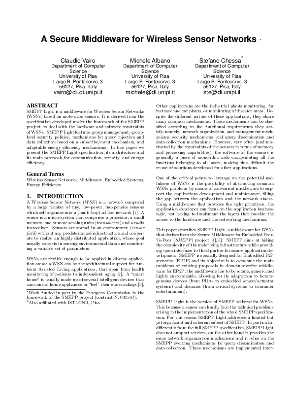 (PDF) A secure middleware for wireless sensor networks