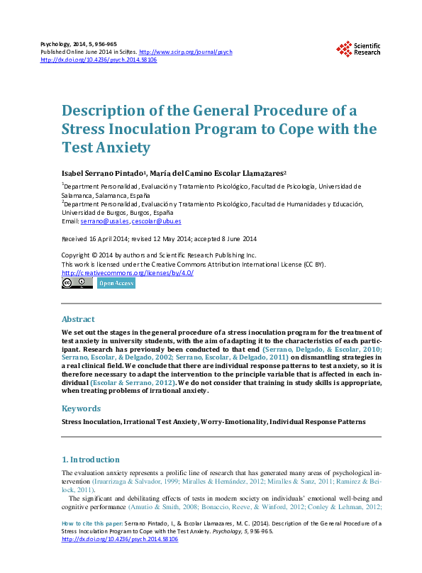 (PDF) Description of the General Procedure of a Stress Inoculation ...