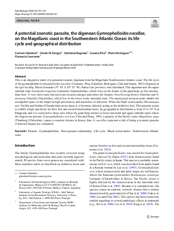 (PDF) A potential zoonotic parasite, the digenean Gymnophalloides ...