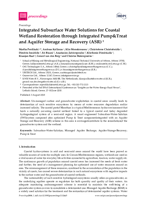 (PDF) Integrated Subsurface Water Solutions for Coastal Wetland ...