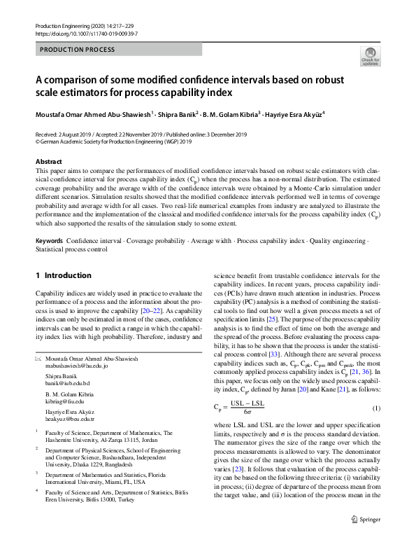 (PDF) A comparison of some modified confidence intervals based on robust scale estimators for ...