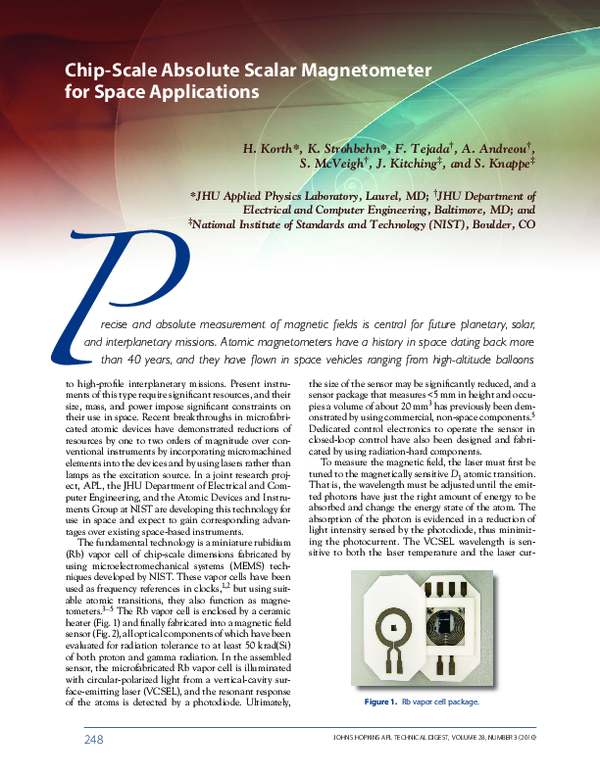(PDF) Chip-Scale Absolute Scalar Magnetometer for Space Applications | svenja knappe - Academia.edu