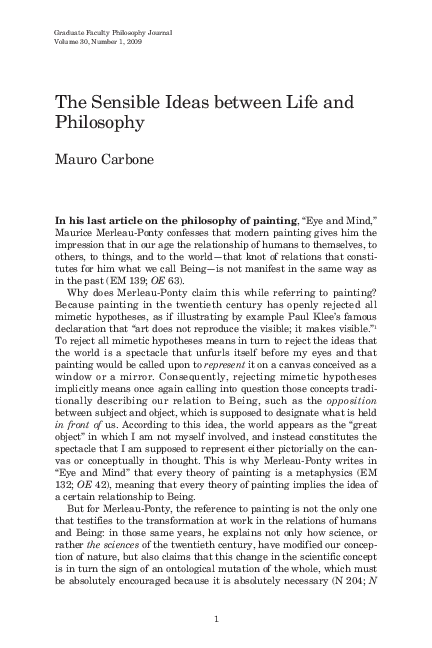 (PDF) The Sensible Ideas between Life and Philosophy (proofs)