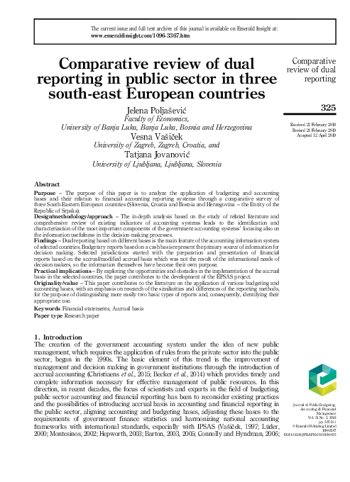 (PDF) Comparative review of dual reporting in public sector in three ...
