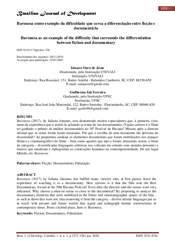 (PDF) Baronesa como exemplo da dificuldade que cerca a diferenciação ...