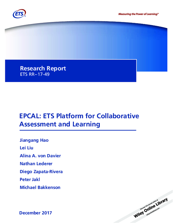 (PDF) EPCAL: ETS Platform for Collaborative Assessment and Learning