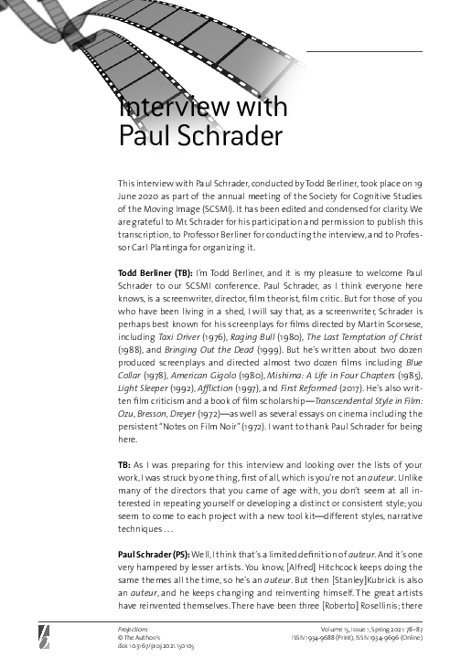 (PDF) Interview with Paul Schrader
