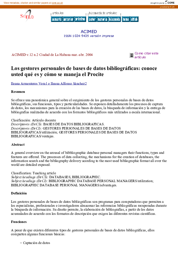 (PDF) Los gestores personales de bases de datos bibliográficas: conoce usted qué es y cómo se ...