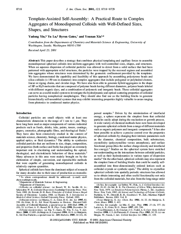 (PDF) Template-Assisted Self-Assembly: A Practical Route to Complex ...