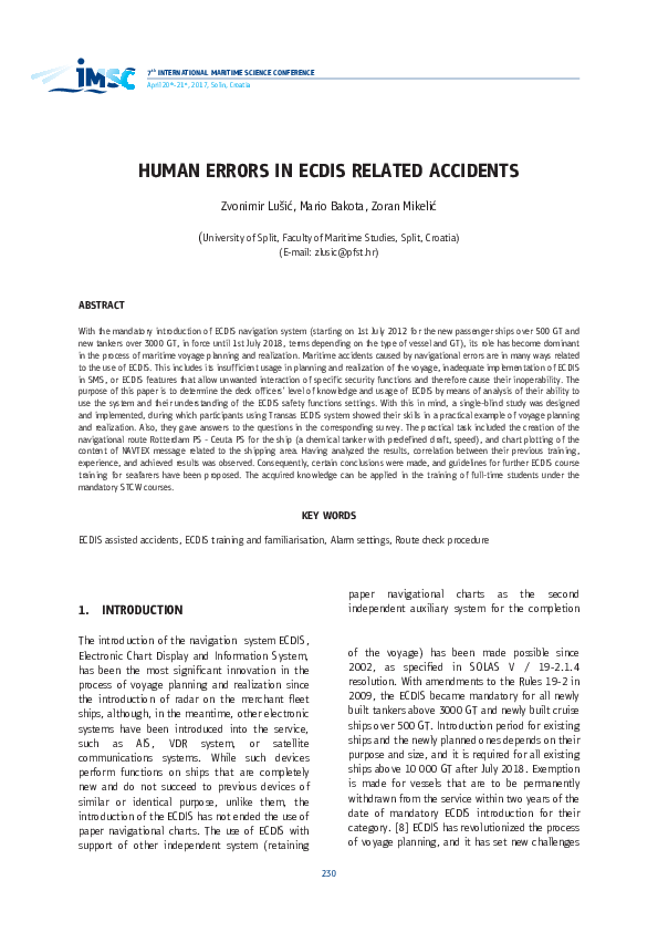 (PDF) Human errors in ECDIS related accidents
