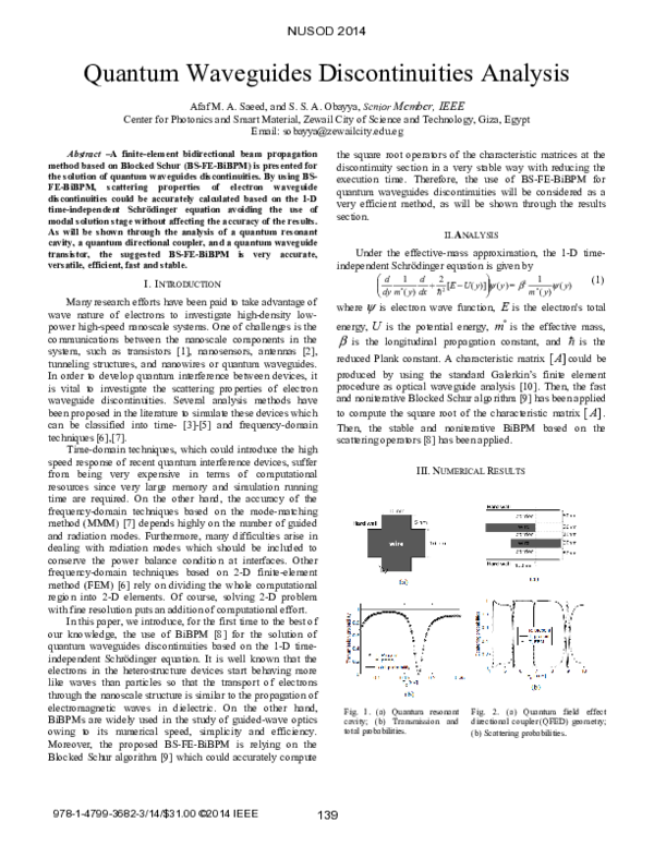 (PDF) Quantum waveguides discontinuities analysis