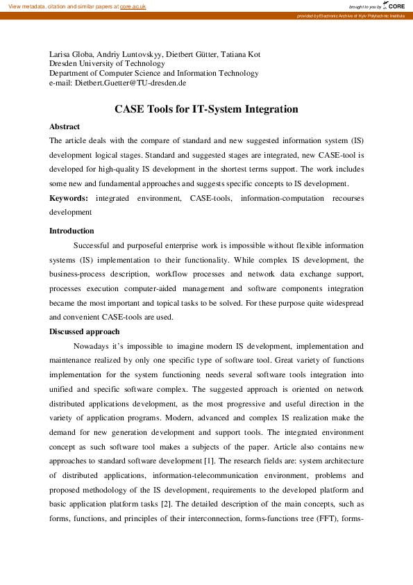(PDF) CASE Tools for IT-System Integration