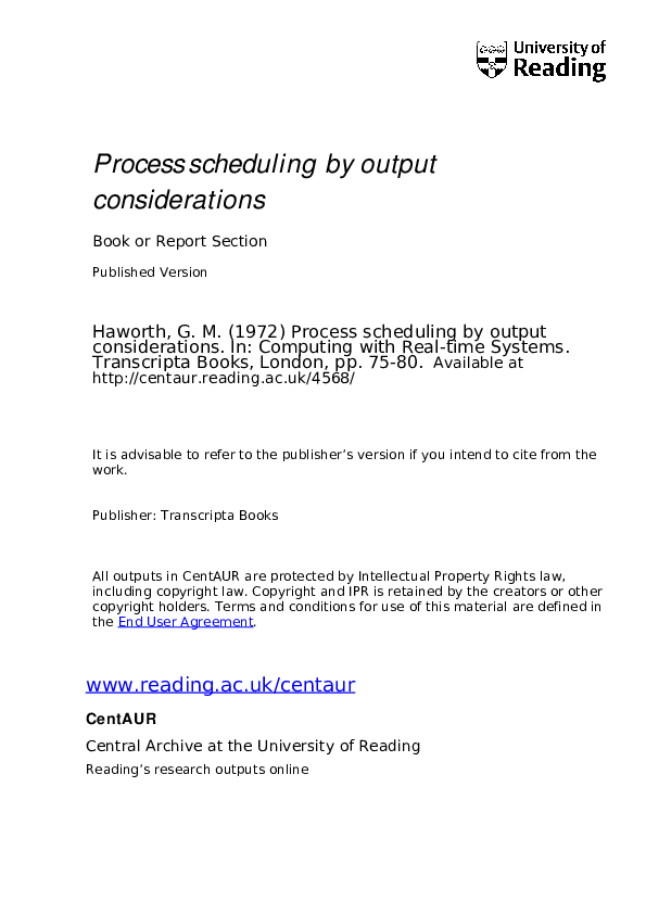 (PDF) Process scheduling by output considerations