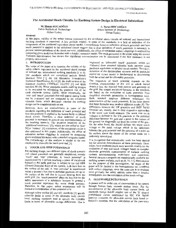 (PDF) The Accidental Shock Circuits for Earthing System Design in ...