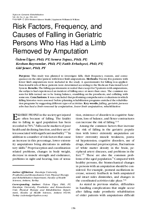 (PDF) Risk Factors, Frequency, and Causes of Falling in Geriatric ...