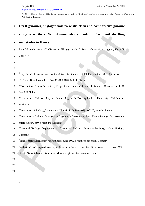 (PDF) Draft genomes, phylogenomic reconstruction and comparative genome analysis of three ...
