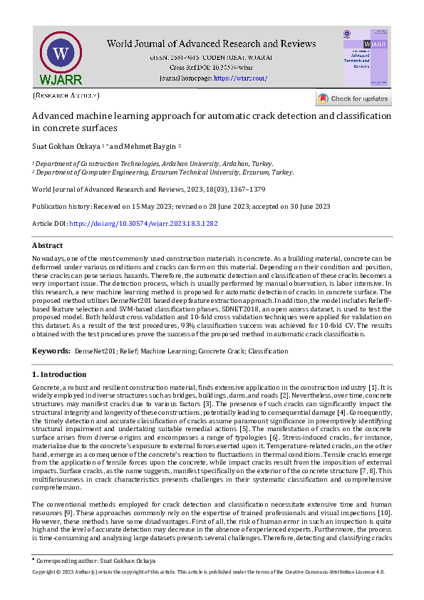 Pdf Advanced Machine Learning Approach For Automatic Crack Detection And Classification In