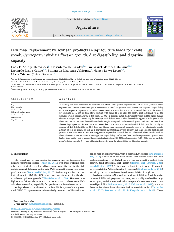 (PDF) Fish meal replacement by soybean products in aquaculture feeds ...