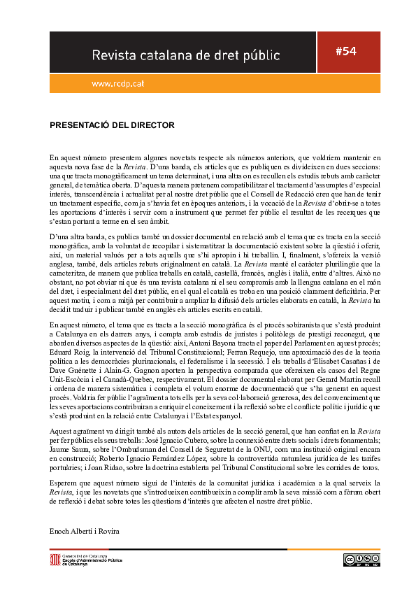 (PDF) Presentació del director de la RCDP | Enoch Alberti - Academia.edu