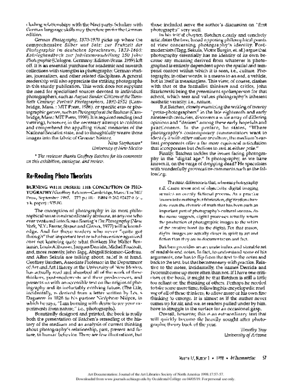 (PDF) Burning with Desire: The Conception of Photography. Geoffrey Batchen