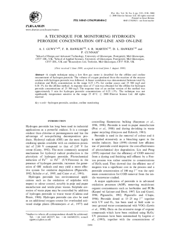 (PDF) A technique for monitoring hydrogen peroxide concentration off ...