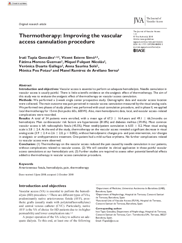 (PDF) Thermotherapy: Improving the vascular access cannulation procedure