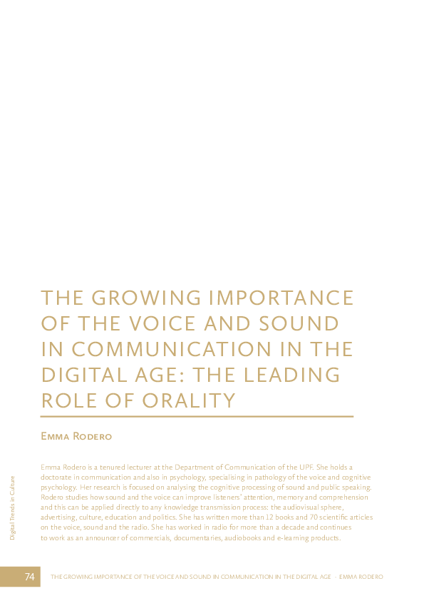 (PDF) The Growing Importance of the Voice and Sound in Communication in ...