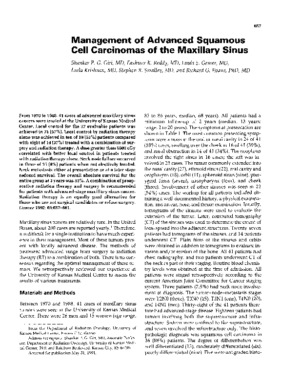(PDF) Management of advanced squamous cell carcinomas of the maxillary ...